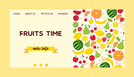 Fruit pattern landing page fruity background Vector Image