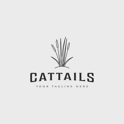 Cattails line art logo template graphic design Vector Image