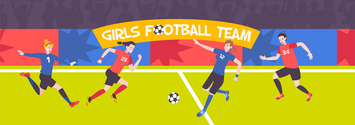 Victory of womens football league poster Vector Image