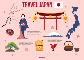 Japan travel background with place for text set Vector Image