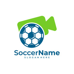 Camera soccer logo template football design Vector Image