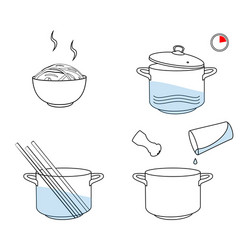 Pasta cooking directions instructions steps how Vector Image