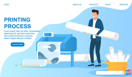Printing services website landing page Royalty Free Vector