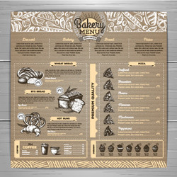 Vintage bakery menu design restaurant Royalty Free Vector