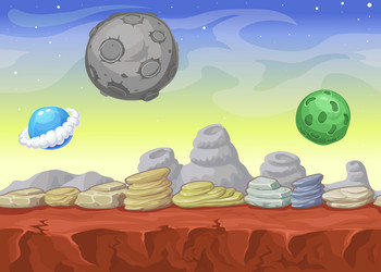 Cartoon alien landscape lunar red planet Vector Image