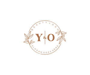Initial yo letters beautiful floral feminine Vector Image
