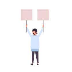 Protest activist holding placards placard Vector Image