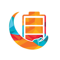 Save battery logo design template Royalty Free Vector Image