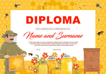 Kids diploma certificate with cartoon insects Vector Image