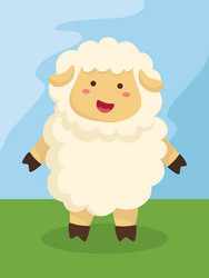 Cartoon happy lamb on grass Royalty Free Vector Image
