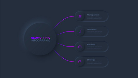 Dark neumorphic flowchart infographic business Vector Image