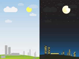 Day and night concept sun moon tree Royalty Free Vector