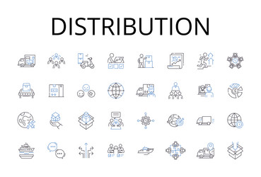 Task distribution line icons collection Royalty Free Vector