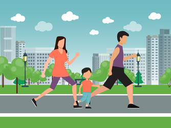 Family park walking parents outdoor activities Vector Image
