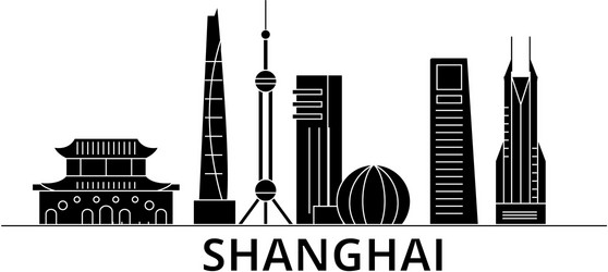 China shanghai line travel skyline set Royalty Free Vector