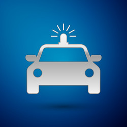 Silver police car and flasher icon isolated Vector Image