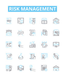 Risk management line icons set Royalty Free Vector Image