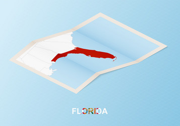Florida is depicted on a folded paper map Vector Image