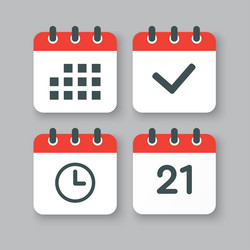 Icons calendar number 21 agenda app timer done Vector Image
