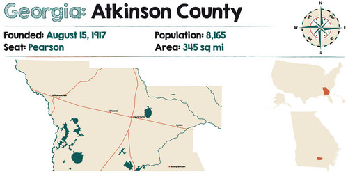 Map atkinson county in georgia Royalty Free Vector Image