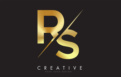 Rs letter logo with golden foil texture Royalty Free Vector