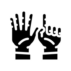 Six number hand gesture color icon Royalty Free Vector Image