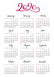2021 calendar color template year planner Vector Image