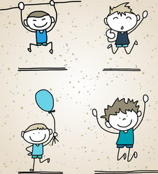 Hand drawing cartoon character happy kids Vector Image