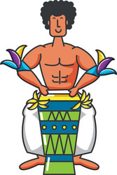 Man playing bongo drum avatar character Royalty Free Vector