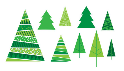 Cartoon christmas trees Royalty Free Vector Image