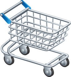 Shopping trolley with wheels monochrome flat Vector Image