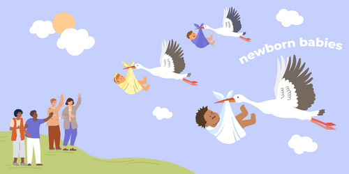 Children birth collage Royalty Free Vector Image