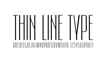 Narrow bold font with thin tall letters Royalty Free Vector