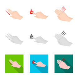 Design of touchscreen and hand logo set Royalty Free Vector