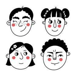 Cute people charcters faces portraits set Vector Image