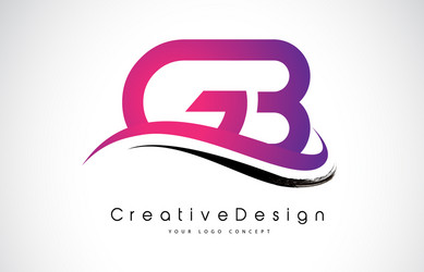 Gb g b letter logo design with swoosh and black Vector Image