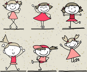 Hand drawing cartoon character happy kids Vector Image