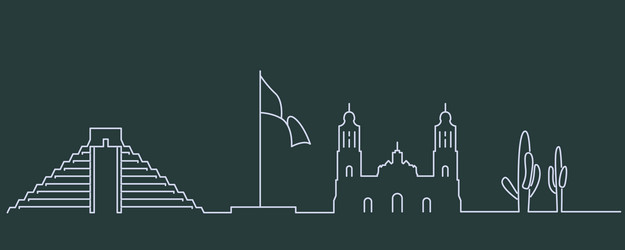 Mexico city dark line simple minimalist skyline Vector Image