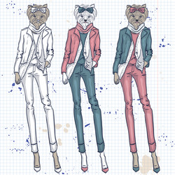 Prague ratter clipart all coat colors set all dog Vector Image