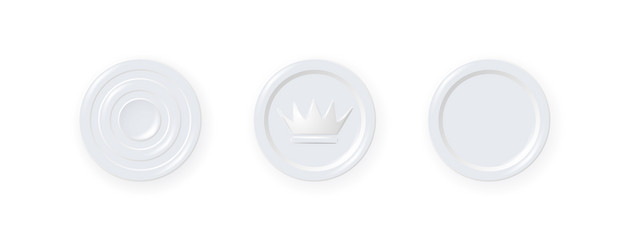 White checkers chips 3d realistic round badge Vector Image