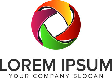 Circle round 3d colored logo Royalty Free Vector Image