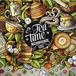 Coffee time decorative border label design Vector Image