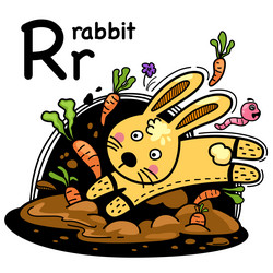 Alphabet isolated letter r-rabbit-rain Royalty Free Vector