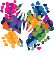 Refugees and helping hand poster design Royalty Free Vector