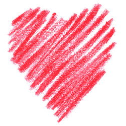 Heart drawn in red pencil children drawing Vector Image