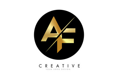 Af a f letters logo design with golden circle Vector Image