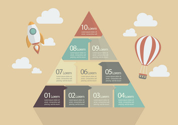 Pyramid chart flat style infographic Royalty Free Vector