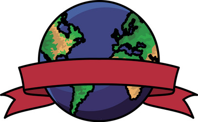 Earth world blank ribbon banner Royalty Free Vector Image