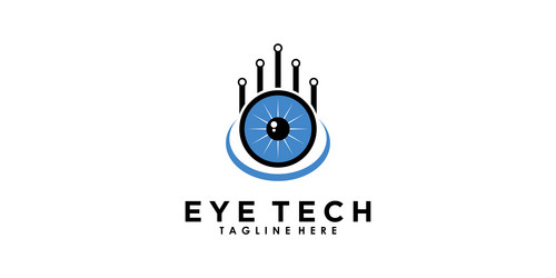 Eye tech logo design with creative concept premium