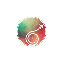 Travel time logo designs concept plane and timer Vector Image